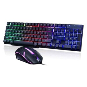 hhwksj gaming keyboard and mouse,usb wired backlit gaming mouse and keyboard combo, llumination keyboard and mouse set for game and work