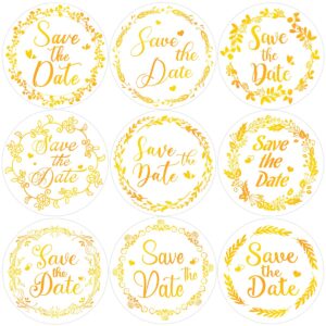 save the date stickers labels 500 pieces per roll real gold foil embossed envelope stickers for birthday wedding baby shower party invitation 1.5 inch