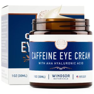 Caffeine Eye Cream for Dark Circles & Puffiness - Anti-Aging, Wrinkle Reducing, 100% Brazilian Coffee Oil, Hyaluronic Acid, 1 oz Boxed Version