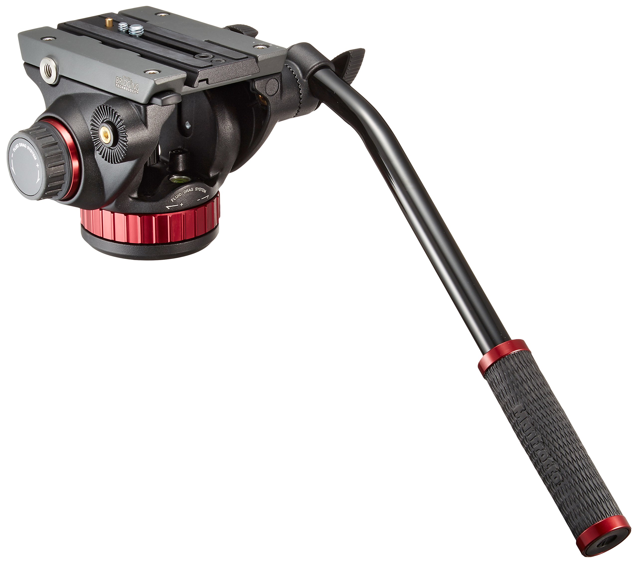 Manfrotto 502 Video Head MVH502AH & MT190XPRO4 Aluminum 4-Section Tripod,Black