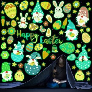 55 pcs glow in the dark stickers wall glowing stickers bunny eggs gnome big wall decal luminous self adhesive stickers for party supplies kids room nursery classroom wall decor