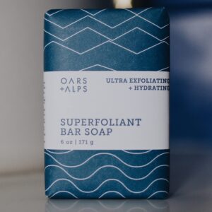 Oars + Alps Superfoliant Exfoliating Men's Bar Soap, Dermatologist Tested and Made with Clean Ingredients, Travel Size, 1 Pack, 6 Oz