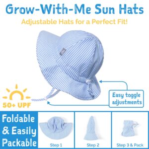 JAN & JUL Adjustable Foldable Toddler Boy UPF Sun-Hat, Breathable Cotton (M: 6-24 Months, Blue Whale)