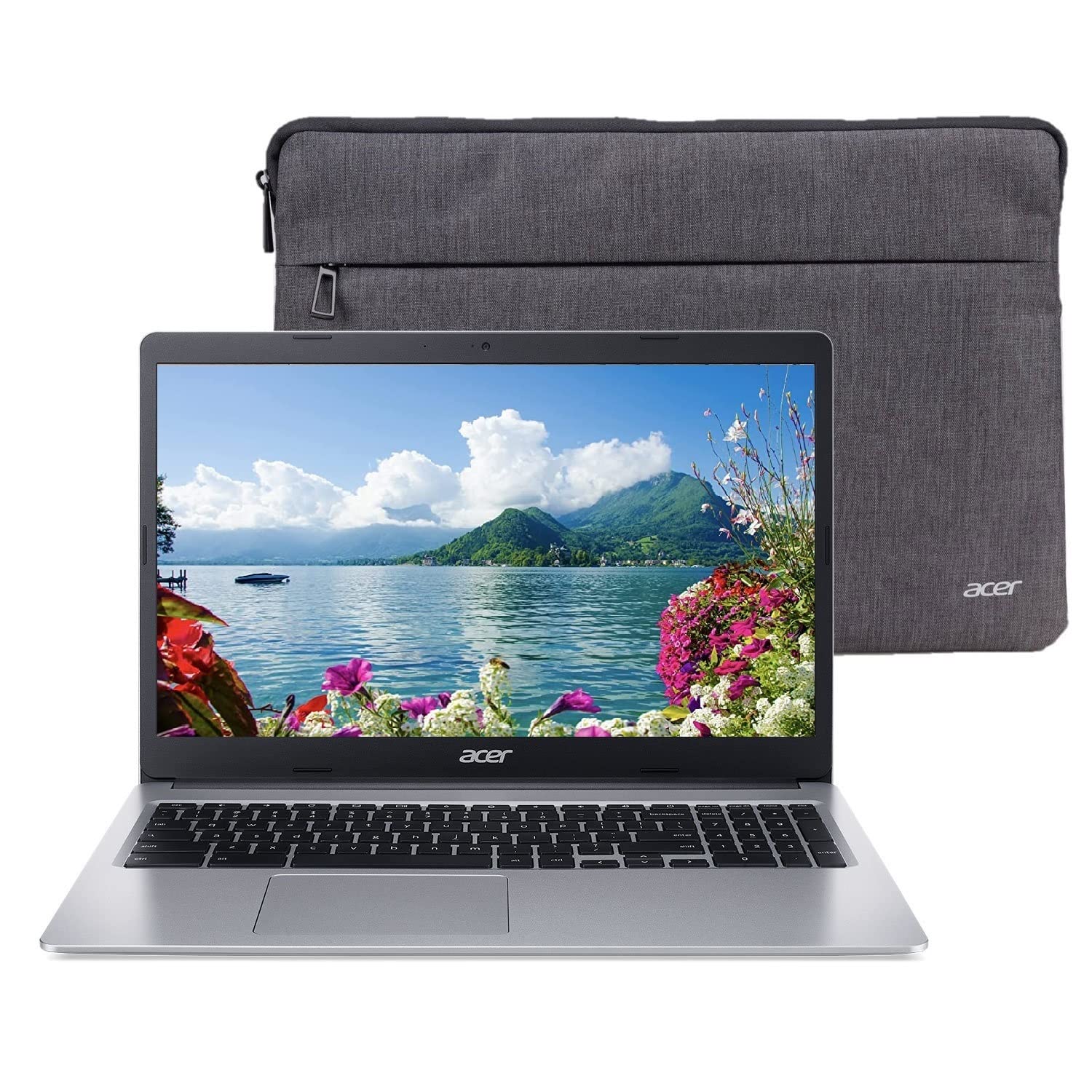 acer 2022 Chromebook Laptop 15.6” HD Display Intel Celeron N4000 Processor(Up to 2.6GHz) 4GB RAM 32GB eMMC + 64GB Card, Protective Sleeve, HD Webcam, WiFi, 12+ Hours Battery, Chrome OS | TGCD Bundle