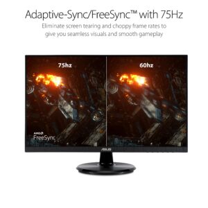 ASUS 23.8” 1080P Monitor (VZ24EHE) - Full HD, IPS, 75Hz, 1ms, Adaptive-Sync/FreeSync, Low Blue Light, Flicker Free, Ultra-Slim, VESA Mountable, Frameless, HDMI, VGA (Renewed)