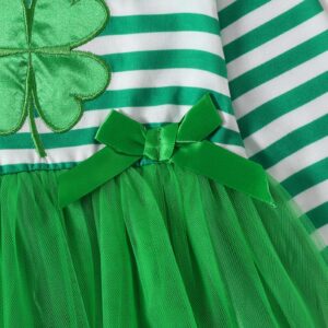 flower frail Toddler Baby Girl St. Patrick’s Day Outfit Stripe Tops Shamrock Green Mesh Dress Skirt Set with Headband 12-18M