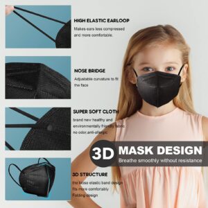 MOORAY Kids KN95 Mask 25 Pack ,Black KN95 Mask 5-Layer with Adjustable Ear Loop Disposable KN95 Face Masks Protection for Children