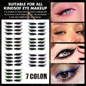 False Eyelashes,Reusable Eyeliner and Eyelash Stickers 7 Color Waterproof Sticker Eyelashes,Easy to Wear and Remove,Women Make Up Glitter Lashes (A Set of Seven Colors)