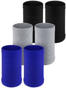 tondiamo wrist sleeve and brace set - 3 pairs compression wrist wraps with splints for men and women (black, gray, blue, small)