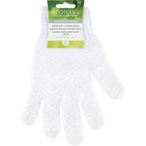 EcoTools Gentle Bath + Shower Gloves, Exfoliating Gloves Remove Dead Skin & Cleanse The Whole Body, Bath Gloves Infused with Avocado Oil to Scrub & Hydrate, Cruelty Free, 1 Pair (2 Gloves)