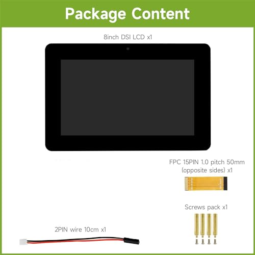 Waveshare 8inch Capacitive Touch Display Compatible with Raspberry Pi 5/4B/3B+/3A+/3B/2B/B+/A+/CM3/3+/4 800×480 Resolution DSI Interface