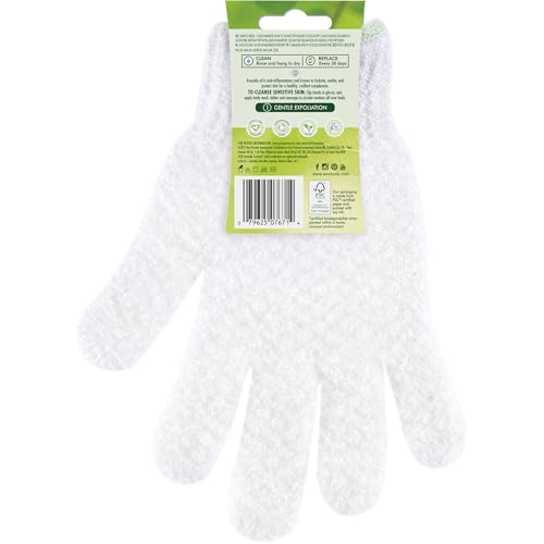 EcoTools Gentle Bath + Shower Gloves, Exfoliating Gloves Remove Dead Skin & Cleanse The Whole Body, Bath Gloves Infused with Avocado Oil to Scrub & Hydrate, Cruelty Free, 1 Pair (2 Gloves)