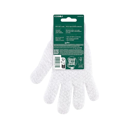 EcoTools Gentle Bath + Shower Gloves, Exfoliating Gloves Remove Dead Skin & Cleanse The Whole Body, Bath Gloves Infused with Avocado Oil to Scrub & Hydrate, Cruelty Free, 1 Pair (2 Gloves)