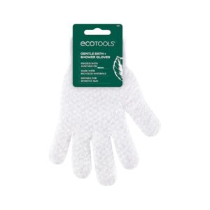 EcoTools Gentle Bath + Shower Gloves, Exfoliating Gloves Remove Dead Skin & Cleanse The Whole Body, Bath Gloves Infused with Avocado Oil to Scrub & Hydrate, Cruelty Free, 1 Pair (2 Gloves)