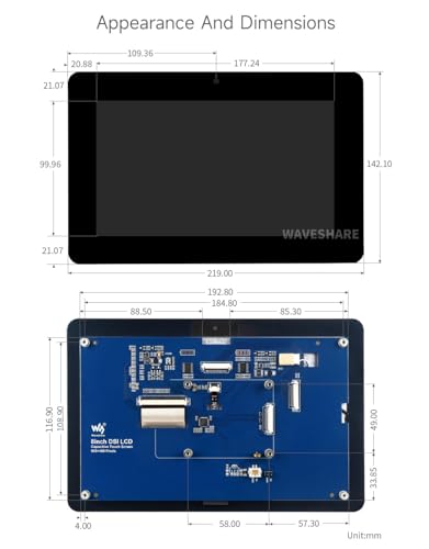 Waveshare 8inch Capacitive Touch Display Compatible with Raspberry Pi 5/4B/3B+/3A+/3B/2B/B+/A+/CM3/3+/4 800×480 Resolution DSI Interface