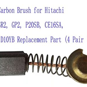 999021 Carbon Brush for Hitachi G10, 12SR2, GP2, P20SB, CE16SA, CN16SA, D10YB Replacement Part (4 Pair 1 PACK)