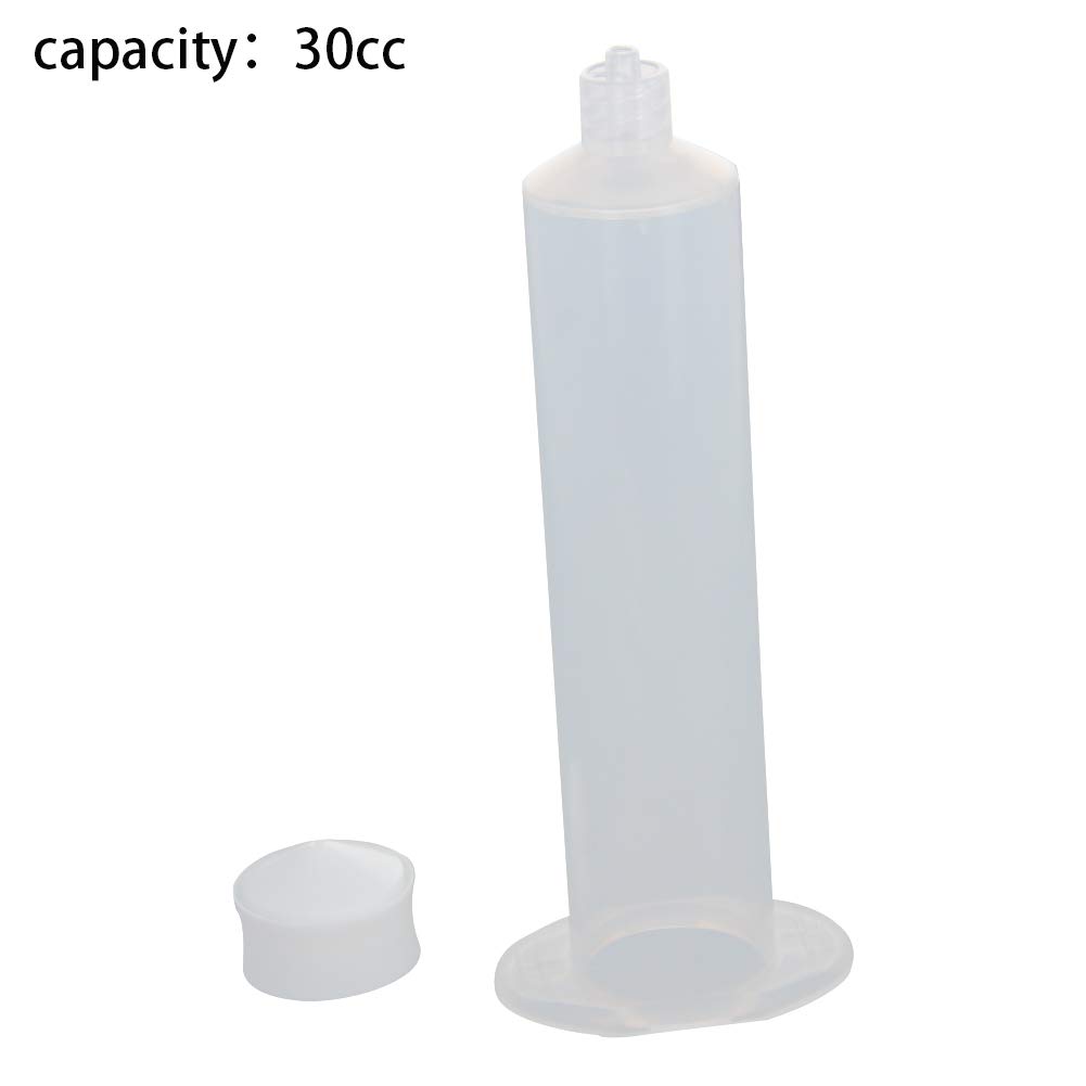 Air Distribution Tube, Adhesive Syringes Tube Sleeve, Glue Liquid Cartridge Dispensing Syringe Barrel, 30cc Plastic Syringe Dispensing, with Piston, Transparent, 5 Pcs, (Bettomshin)