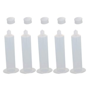 Air Distribution Tube, Adhesive Syringes Tube Sleeve, Glue Liquid Cartridge Dispensing Syringe Barrel, 30cc Plastic Syringe Dispensing, with Piston, Transparent, 5 Pcs, (Bettomshin)