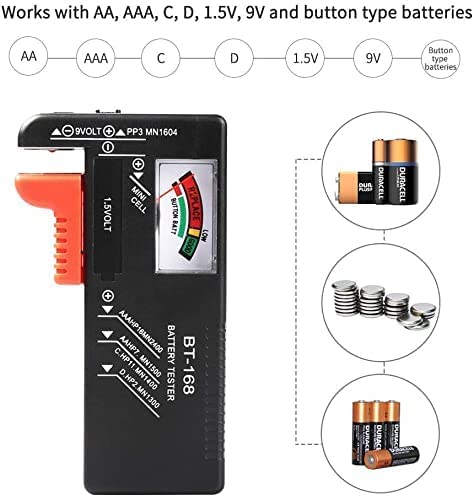 MZD8391 All-in-1 Battery Tester, Universal Battery Checker for AA AAA C D 9V 1.5V Button Cell Batteries Household Batteries (No Battery Required for Operation) (1)