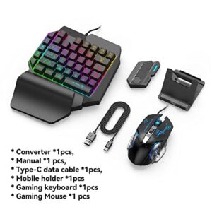 Zyyini One Hand Gaming Keyboard and Mouse Combo, 35 Keys Portable Wired RGB Gradient Backlit Mechnical Gaming Keyboard,6 Buttons USB Wired Gaming Mice,for Mix SE Suit(Mix SE)