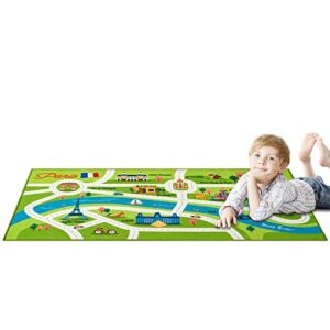 Kids Rug Play mat for Toy Cars,Fun Country Rugs with Roads for Bedroom and Kidrooms,Car Rug to Have Fun on,Area Rug Mat with Non-Slip Backing,Car Mat Great for Playing with Cars and Toys