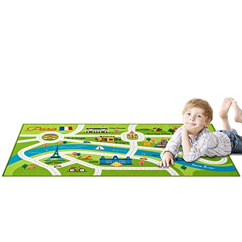 Kids Rug Play mat for Toy Cars,Fun Country Rugs with Roads for Bedroom and Kidrooms,Car Rug to Have Fun on,Area Rug Mat with Non-Slip Backing,Car Mat Great for Playing with Cars and Toys