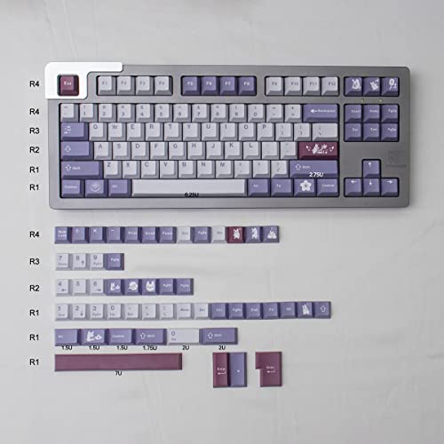 PBT Tuzi Keycaps 138 Keys Cherry Profile Dye Sublimation ANSI Layout for Mechanical Gaming Keyboard Cherry MX Switches