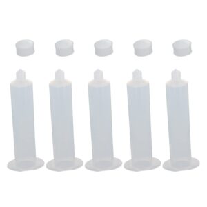 air distribution tube, adhesive syringes tube sleeve, glue liquid cartridge dispensing syringe barrel, 30cc plastic syringe dispensing, with piston, transparent, 5 pcs, (bettomshin)