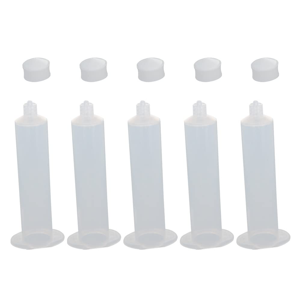 Air Distribution Tube, Adhesive Syringes Tube Sleeve, Glue Liquid Cartridge Dispensing Syringe Barrel, 30cc Plastic Syringe Dispensing, with Piston, Transparent, 5 Pcs, (Bettomshin)