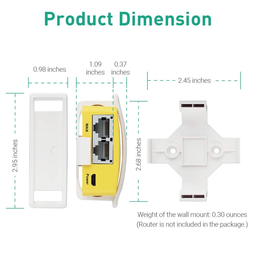 GL.iNet GL-MT300N-V2(Mango) Portable Mini Travel Wireless Pocket VPN Router + WiFi Mini-Router Holder Wall Mount with Screws