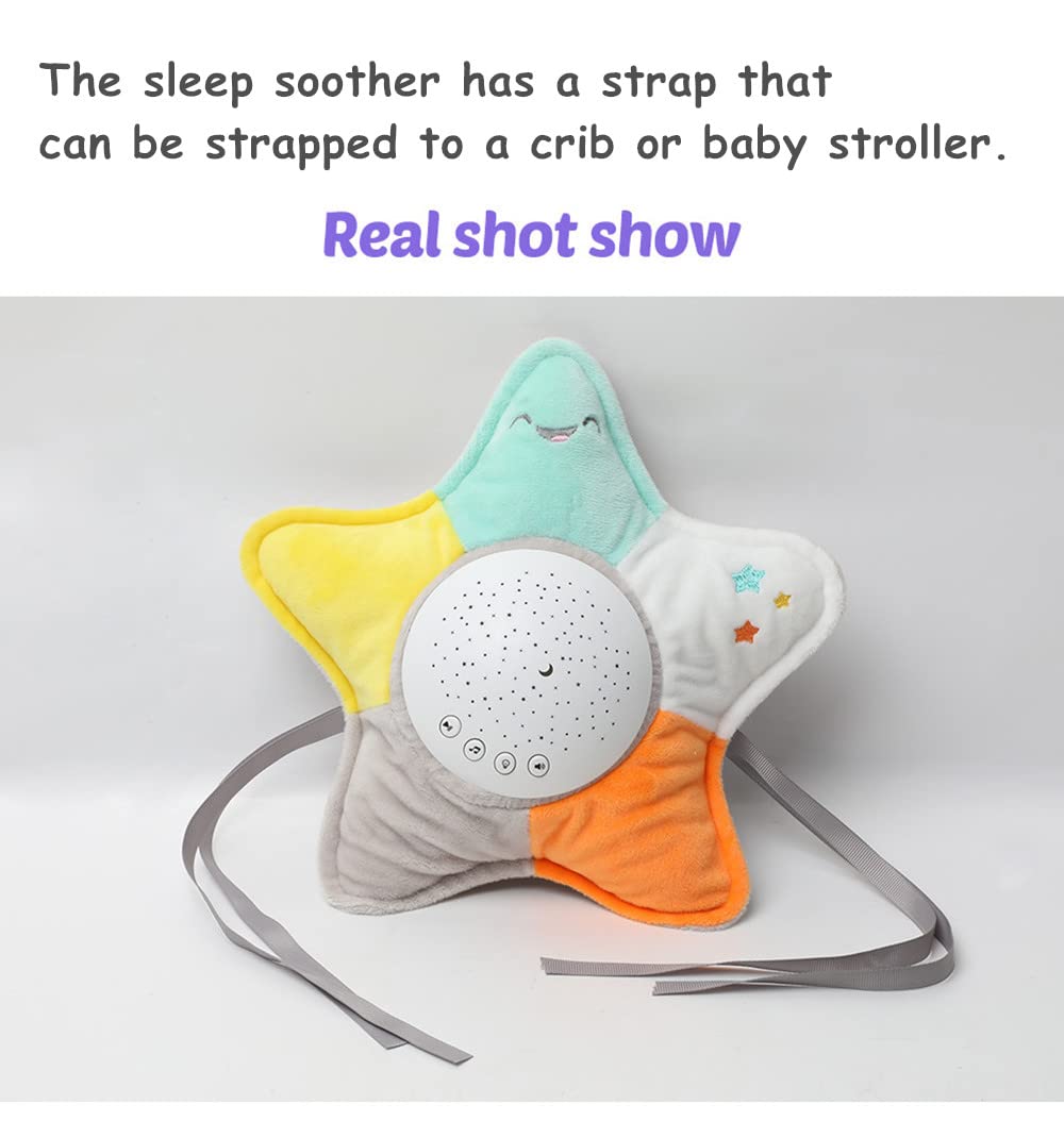 Konig Kids Baby Musical Sleep Soothers with Star Projector, Travel Soothing Sound Machine, Portable Plush Sleep Aid for Toddlers with Soothing Night Light, 10 Lullabies, White Noise, Auto Power Off