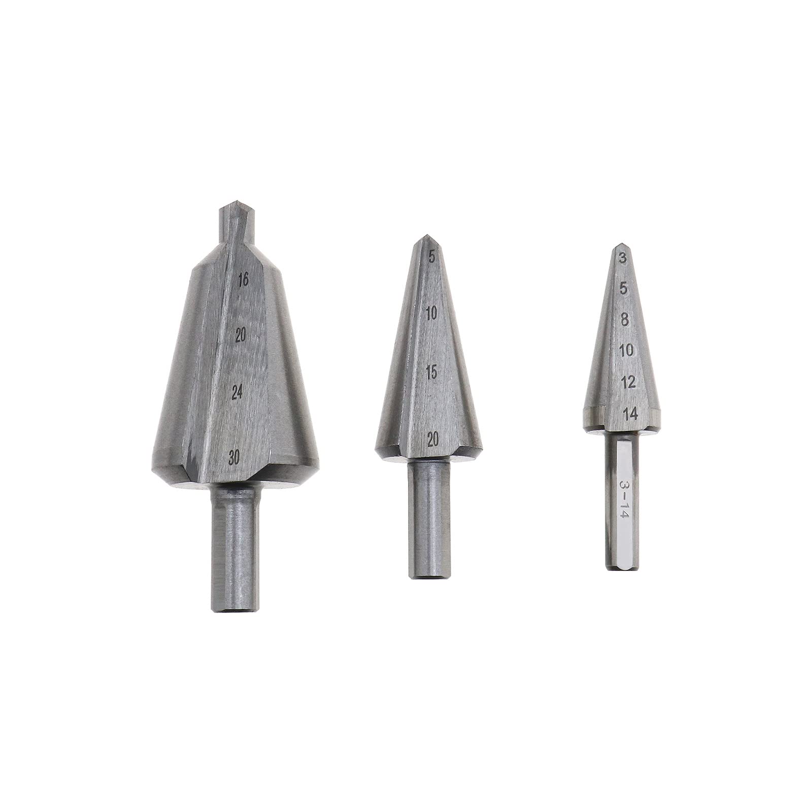 SING F LTD 3pcs Cone Drill Bit Set High Speed Steel Drill Bit 3-14mm 5-20mm 16-30mm Umbrella Chamfering Cutters Wood Metal Hole Opener Drilling