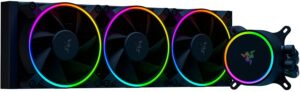 razer hanbo chroma rgb all in one liquid cooler argb pump cap: aio design - quiet, powerful argb fans - pwm fan controller support - intel lga 115x series, 2011, 1200, 1700, am5 compatible - 360mm