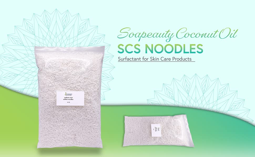 Soapeauty Coconut Oil SCS Noodles Surfactant for Skin Care Products - Sodium Coco Sulfate Noodles for Shampoo Conditioner Set, Soap Making Supplies, Body Lotion - 12 OZ