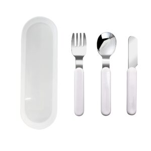 vanra 3-piece children knife spoon fork set 18/10 stainless steel child flatware set kids utensils set with case for lunch box (fork spoon knife combo)