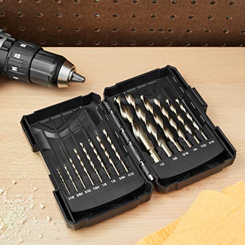 Amazon Brand - Denali 14-Piece Pilot Point Drill Bit Set with Carry Case