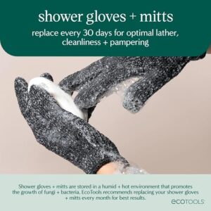 EcoTools Gentle Bath + Shower Gloves, Exfoliating Gloves Remove Dead Skin & Cleanse The Whole Body, Bath Gloves Infused with Avocado Oil to Scrub & Hydrate, Cruelty Free, 1 Pair (2 Gloves)