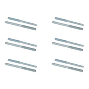 m6x80mm zinc plated carbon steel double headed hanger bolts 3.15 inch length self tapping screw for furniture installation silver blue tone 12pcs, (bettomshin)