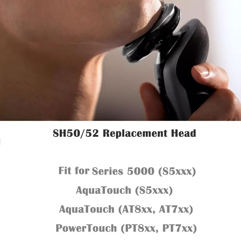 Suleto SH50/52 Replacement Heads Compatible with Philips Series 5000 Shavers, SH50 Shaving Head Part S5000 Electric Razor Head Replacement for Series 5000, ATXX (S5xxx), PTXX (PT8xx, PT7xx), 3 Count