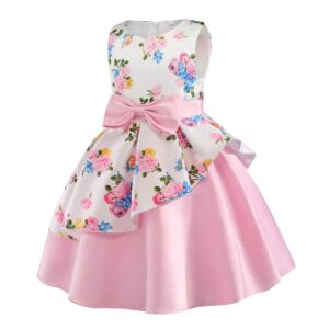 AIMJCHLD Flower Girls Dresses Toddler Baby Birthday Halloween Day Easter Pageant Tea Floral Dress Size 2T 3T (Pink,100)