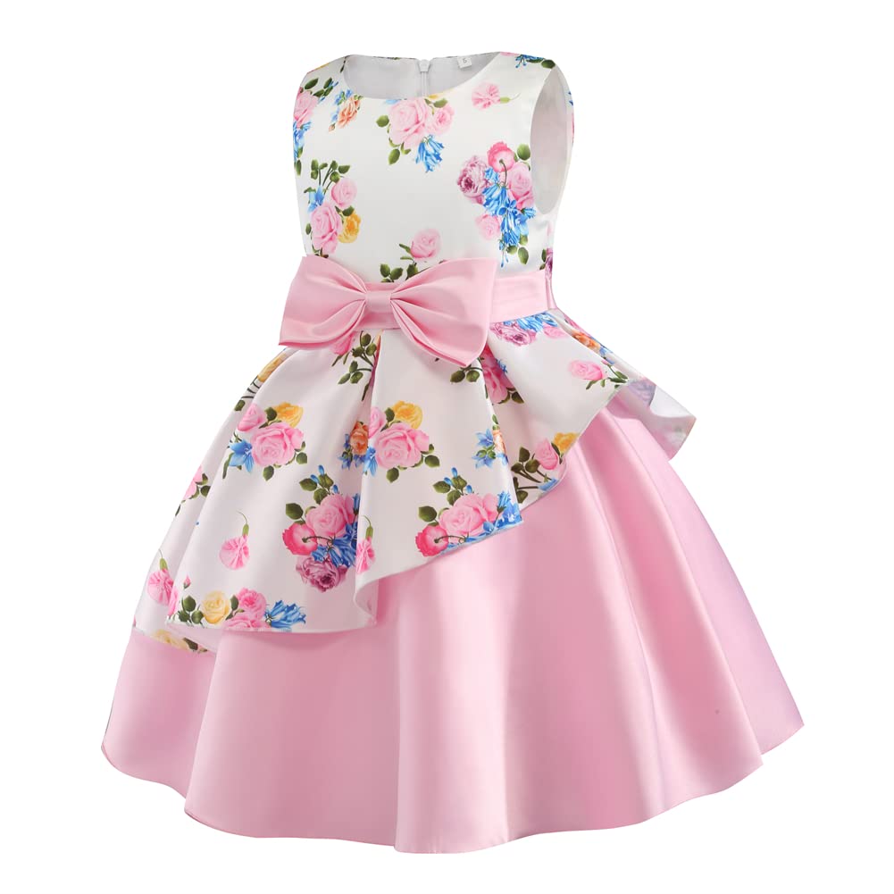 AIMJCHLD Flower Girls Dresses Toddler Baby Birthday Halloween Day Easter Pageant Tea Floral Dress Size 2T 3T (Pink,100)