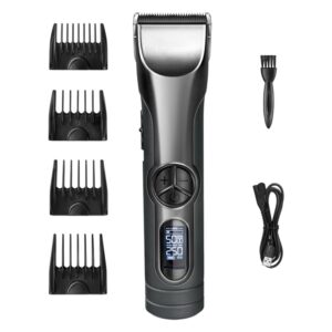 professional hair hair clippers for men,t-blade zero gapped cordless hair trimmer edger clipper for hair cutting rechargeable hair liners electric beard trimmer shaver with led display (sliver)