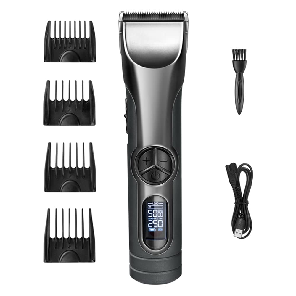 Professional Hair Hair Clippers for Men,T-Blade Zero Gapped Cordless Hair Trimmer Edger Clipper for Hair Cutting Rechargeable Hair Liners Electric Beard Trimmer Shaver With LED Display (sliver)