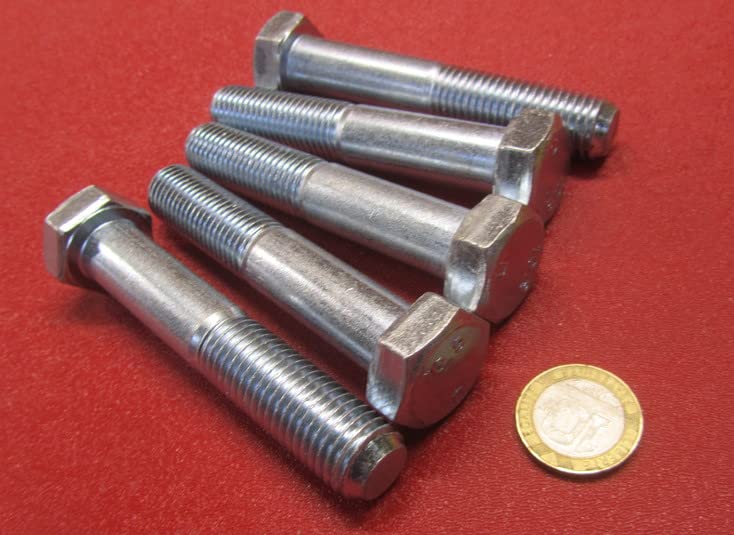 Class 10.9 Zinc Steel Hex Bolts PT M16 x 2 mm x 90 mm Long 5 pcs