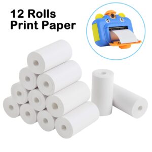 Kids Instant Camera Refill Print Paper, 12 Rolls Photo Print Thermal Paper Rolls Instant Print Camera Refill Paper For More Kid's Instant Camera White, 2.25×1.2 inches