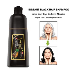 Instant Black Hair Shampoo Contained Natural Herb Ingredients 3 in 1 Hair Black Dye Shampoo, Good Choice for Gray Hair Coverage ,For Men Women White Hair, 500ML per Bottle, 16.9 Fl Oz (Pack of 1)