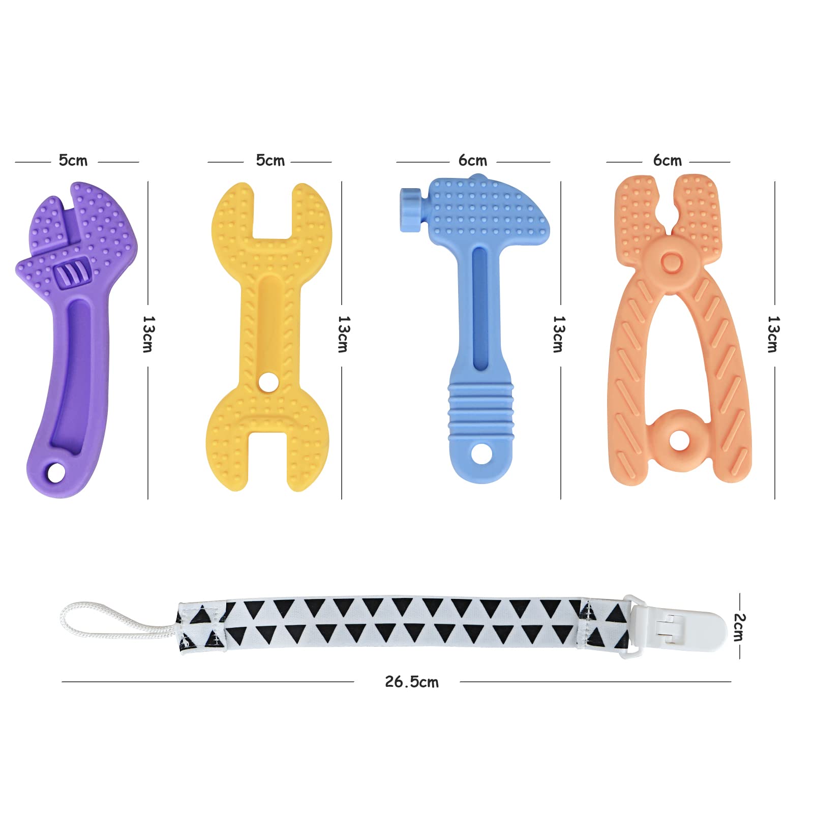 Haili Baby Teething Toys for 0-6 Months 6-12 Months, Freezer BPA Free Silicone Baby Molar Teether Chew Toys, Hammer Wrench Spanner Pliers Shape Baby Boy Toys