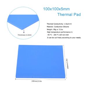 Marame Thermal Pad 1.5 W/mK 100x100x5mm Soft High Efficient Thermal Conductivity Thermal Pads IC Chipset Northbridge for CPU GPU Heatsink Blue