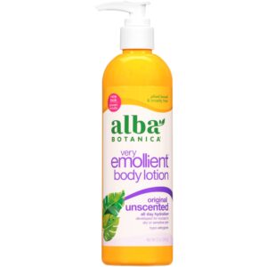 alba botanica very emollient body lotion, unscented original, 12 oz