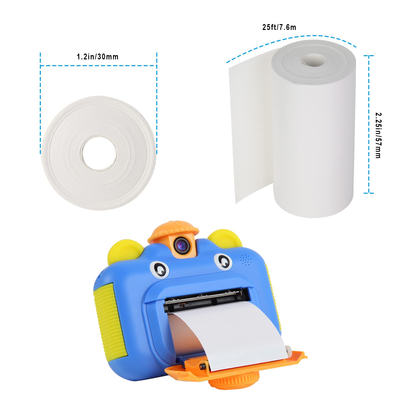 Kids Instant Camera Refill Print Paper, 12 Rolls Photo Print Thermal Paper Rolls Instant Print Camera Refill Paper For More Kid's Instant Camera White, 2.25×1.2 inches